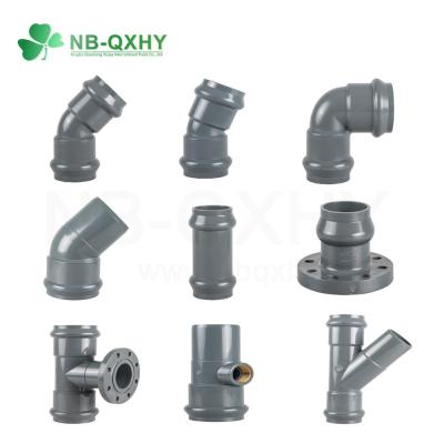 China Hot Water Customized Request DIN Pn10 PVC UPVC Pipe Fittings with Rubber Ring for sale