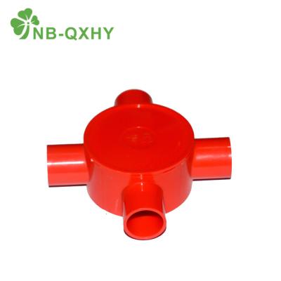 China UV Protection Red/White PVC Cable Conduit Electric Four-Way Pipe Fitting Cross 20-63mm for sale
