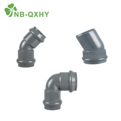 China Customizable Pn10 Elbow Fittings for DIN Standard Plastic PVC Flared Pipe Plumbing for sale