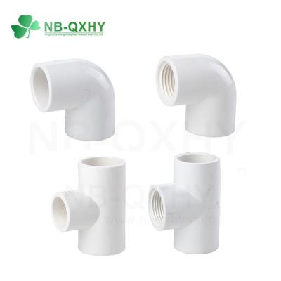 China OEM PVC UPVC Sch40/80 Plastic Elbow Pipe Fittings for Water System 1/2