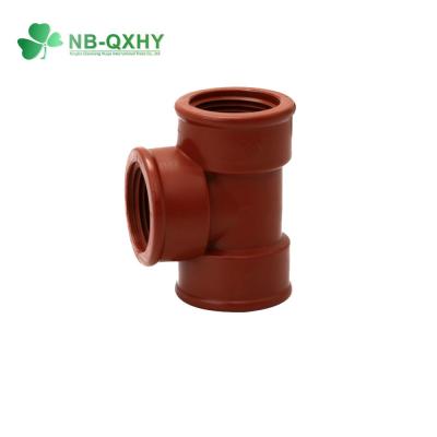 China PPH Plastic Pipe Fitting Round Head Code Red Pn16 Thread Female Tee Customized Request for sale