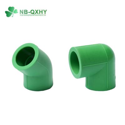 China QX Water Supply DIN PPR Material Fitting PPR 45/90 Degree Elbow Connection Welding for sale