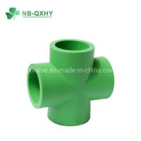 China Hot Water Green Pipe Fittings QX PPR Equal Cross Tee 20mm to 110mm for Your Standards for sale