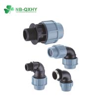 China Customer Requirements 90deg Angle Light Blue PP Compression Fittings with Material for sale