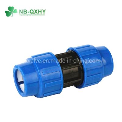 China Pn16 Blue PP Coupling Compression Fittings for Irrigation Round Head Code Equal Design for sale