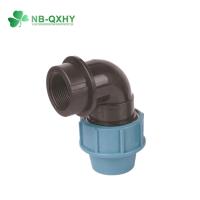 China 16mm/25mm/32mm/50mm PP Compression Female Elbow Pipe Connectors with Equal Connection for sale