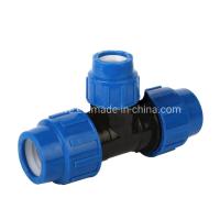 China PP Compression Fittings PP Reducing Tee for 16mm to 110mm 1/2