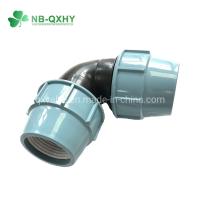 China QX Complete Size PP Compression Fitting Plastic 90 Degree Elbow for Water Supply for sale