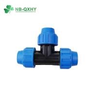 China DIN Standard Irrigation Turkey Blue PP Plumbing Fitting 90 Equal Tee Female Thread Tee for sale
