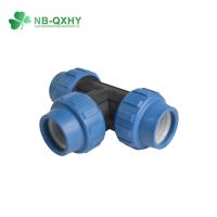China DIN Standard Irrigation Turkey Blue PP Plumbing Fitting 90 Equal Tee Female Thread Tee for sale
