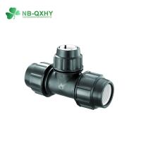 China PP Compression Fitting Straight Tee for Black Color Pipe Equal Connection Flow System for sale