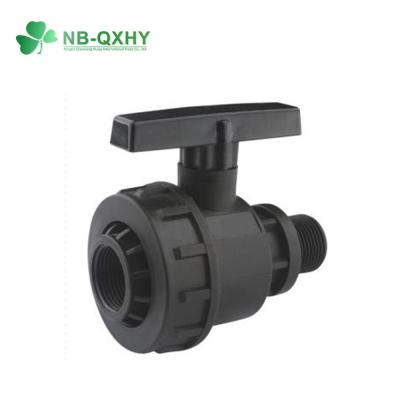 China Garden Irrigation Single Union Ball Valve Equal 16mm to 110mm PP Compression Fitting for sale