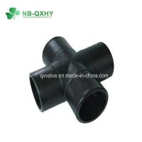 China HDPE Pipe Fitting PE 4 Way Cross Tee with 90deg Lateral Standard Like DIN for sale