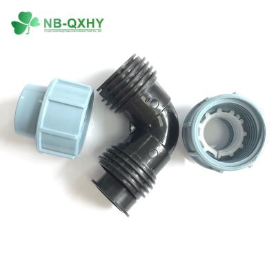 China Deep Blue HDPE Elbow Fitting for Irrigation Quick Connect PP Compression Pipe Fitting for sale