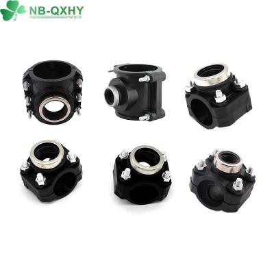 China Pn16 Pn10 Black Oxide Plastic PP Compression Fittings Clamp Saddle for Irrigation Field for sale