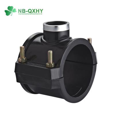 China Black PP Compression Clamp Saddle Single Outlet for Welding Connection of Equal Pipes for sale