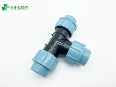 China Female Connection PP Compression Pipe Fitting 90 Tee Plastic Connector with Material for sale