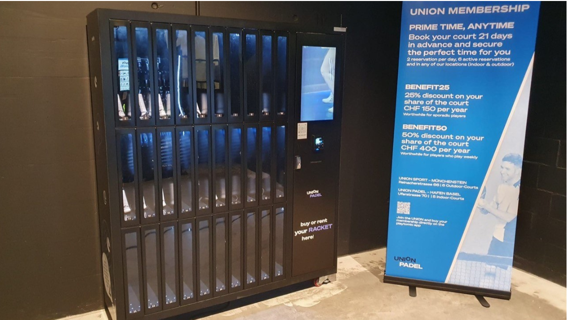This locker vending machine is suitable be placed at tennis club.