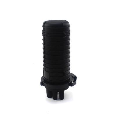 China 144F Capacity Fiber Optic Splice Closure Black Heat Sealing Cap Type 3 In 3 Out for sale