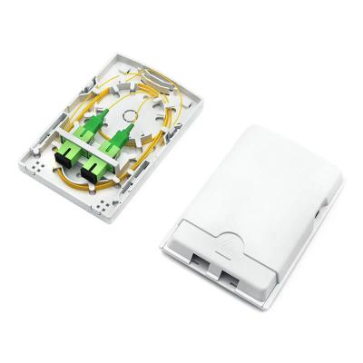 China 2 Ports FTTH Wall Box Indoor Optical Outlet With SC Simplex LC Duplex Adapters for sale