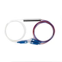 China Customized 1*2 SC UPC Mini Type Fiber Optic PLC Splitter With G657A Fiber 0.9mm for sale