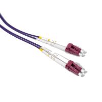 China Purple LC UPC To LC UPC Duplex Patch Cord Optical Fiber MM, OM4, 3.0mm for sale