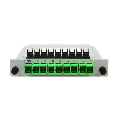 China 1*8 1*16 1*32 1*64 G657A Cassette Box PLC Fiber Optical Splitters SC APC/UPC for sale
