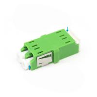 China Green SM LC/APC Duplex Fiber Optic Adapter with Inner Shutter 0.2 dB Insertion Loss and 500 Cycle Durability for sale