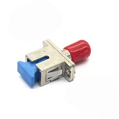 China FTTH SC UPC to ST UPC Simplex Fiber Optic Adapter with 0.2 dB Insertion Loss in Metal Case with Flange and 500 Cycle Durability for sale