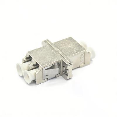 China Metal Case LC UPC Duplex Optic Fiber Adapter with Flange for sale