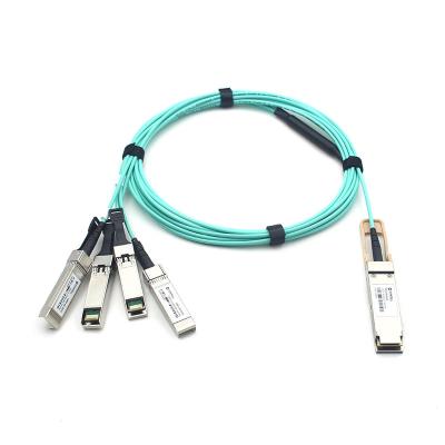 China 1~70m OM3 100G QSFP28 To 4×25G SFP28 AOC Active Optical Breakout Cable for sale