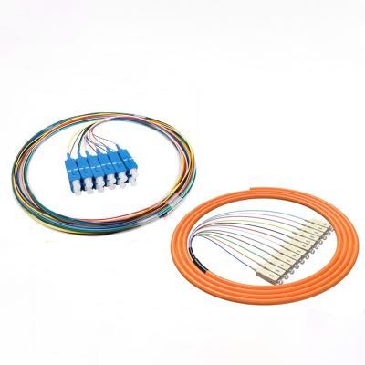 China FTTH SC/LC/ST/FC Singlemode/Multi-mode 12-core Bundled Fiber Pigtail for sale