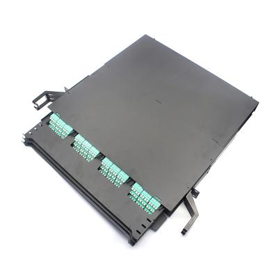 China 19-inch 1U 2U 4U 144F MPO-LC Fiber Optic Patch Panel with Cassette - Ultra-high Density, Double Rail Design, ABS MPO Module for sale