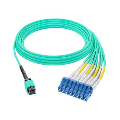 China PVC Single Mode 8~24 Fibers MPO to LC Fiber Optic Breakout Cable for sale