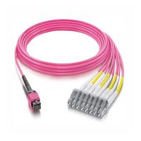 China PVC Single Mode 8~24 Fibers MPO to LC Fiber Optic Breakout Cable for sale