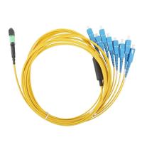 China 8 Cores Single Mode MPO to SC UPC Fiber Optic Breakout Cable Patch Cord for sale