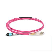 China ≤0.3dB MTP/MPO Female -LC OM4 Multimode Breakout Fiber Patch Cord for sale