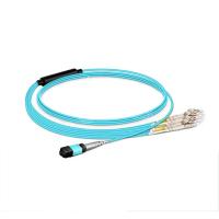 China ≤0.3dB MTP/MPO Female -LC OM4 Multimode Breakout Fiber Patch Cord for sale