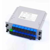 China Single Mode PLC Splitter with 1×4 1×8 1×16 1×32 Split Ratios and SC UPC Connector in Metal Card Shell for sale