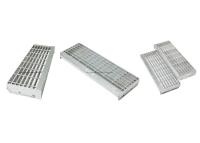 China Industrial Steel Grating Stair Treads & Handrail Systems - 600mm to 1200mm Widths with 5mm Edge Bars for sale