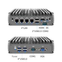China Industrial Fanless Mini PC with 4 Gigabit LAN Ports, Intel J4125 2.7GHz CPU, 178x127x55mm Aluminum Chassis for sale