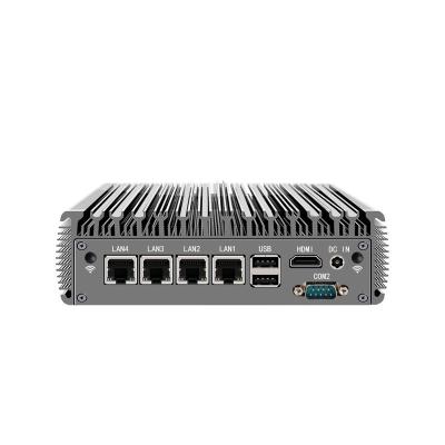China Fanless Embedded Box PC with Intel Celeron J4125/N5105, 4× Gigabit LAN, 178×127×55mm Industrial Computer for sale