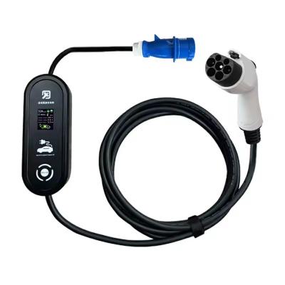 China 16A Output Current PC Copper EVSE Electric Vehicle Charging LCD Screen 3.5KW GBT Portable Charger with 5 meters cable for sale