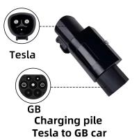 China Car side Plug Portable Ev Charger GB car To forTesla Ev Charger Adapter 32a Convertor for Tesla Ev Car Charger Adapter for sale