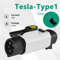 China PC Copper Condition AC Plug 7KW 220v 32A Tesla to /type1 J1772 Car EV Charger Adapter Converter for EV Charging Vehicles for sale