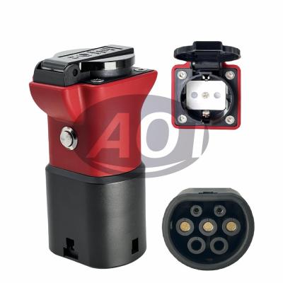 China Red AOTAI Type 2 To Schuko Adapter Max 3.5KW For Kia EV6 Hyundai Ioniq 5 for sale