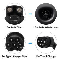 China 80A Rated Current IEC 62196 Type2 To Tesla Adapter for Tesla Cars Electric Vehicle Charger Adaptor Fast and Easy Charging for sale