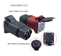 China High Temperature Resistant PC Type 2 to AU Socket EV Charger Adapter for Mennekes 230V Sockets AS/NZS 33112 Black Finish for sale