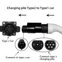 China Type2 to Type1 EV Charging Adaptor with High Flame Retardant PC Fuel Shell Material by E-Mingze for sale