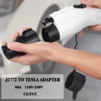 China Olink Electric Car Charger Accessories Adapter Plug 60amp 250v Ac Compatible Sae J1772 to Tesla Charging Adapter for sale